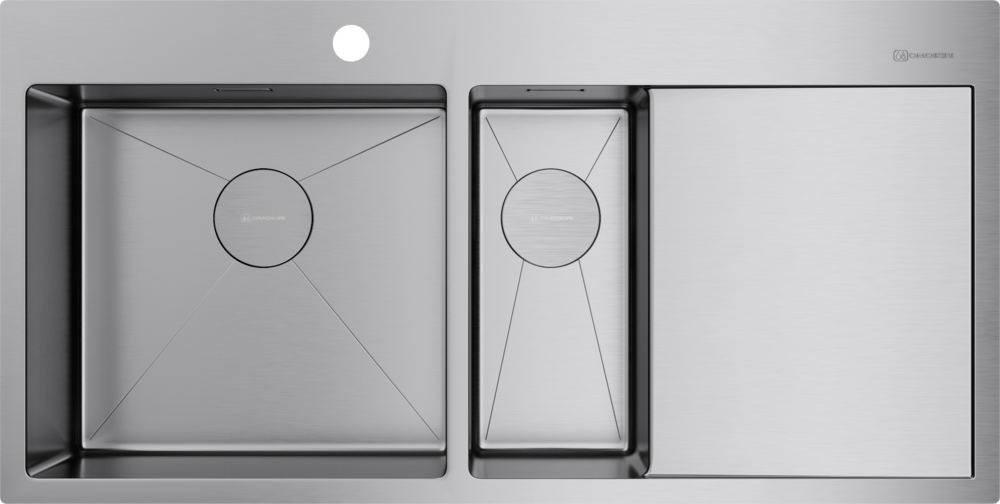 Мойка Omoikiri Akisame 100-2-L-IN | 4973544 | Цвет: Нержавеющая сталь ...